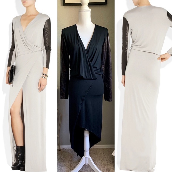 Mason | Dresses | Michelle Mason Leather Panel Stretch Jersey Dress ...
